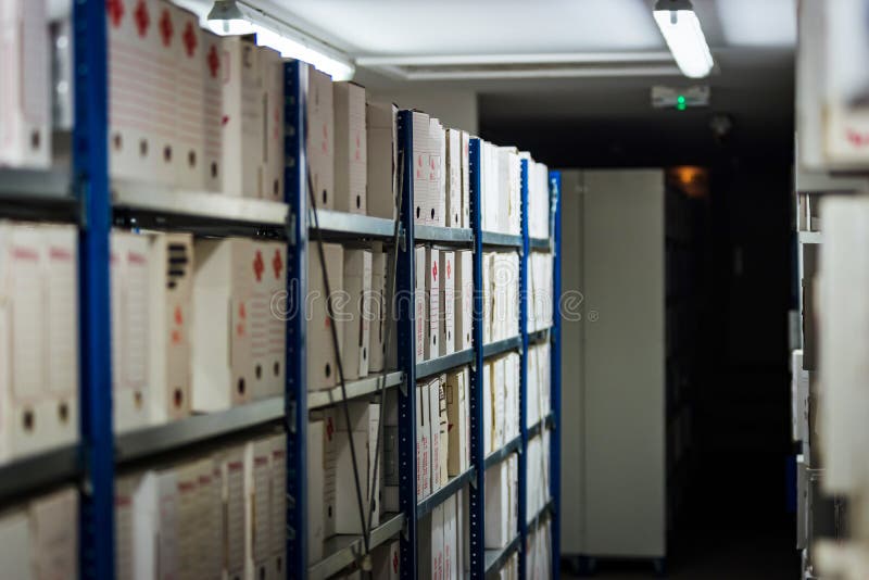 View Inside the Documents Archive, Perspective View Stock Photo - Image ...