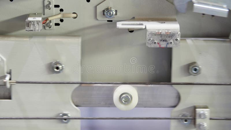 View Inside of Elevator Mechanism with Moving Stretched Metal Cable ...