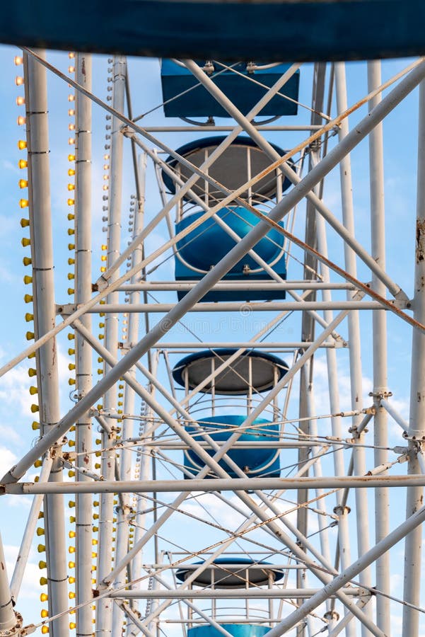 View of Inside of Ferris Wheel View of the Structure with Cabins Stock ...