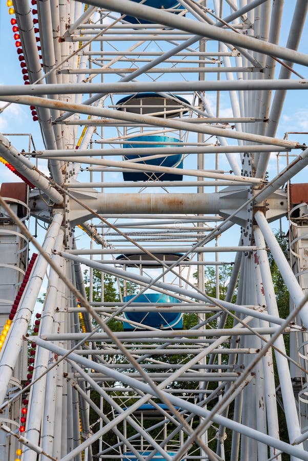 View of Inside of Ferris Wheel View of the Structure with Cabins Stock ...