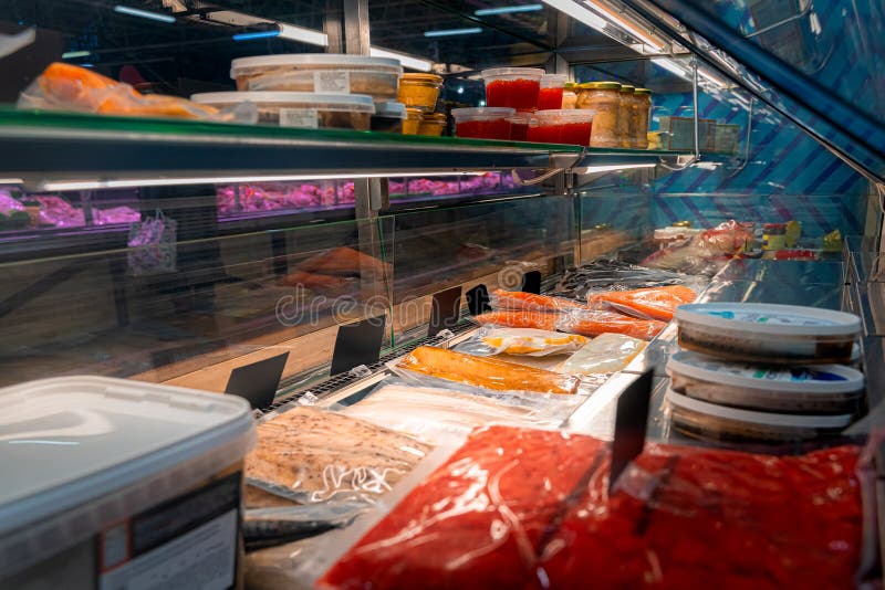 View from Inside the Fish Store Counter Stock Photo - Image of popular ...