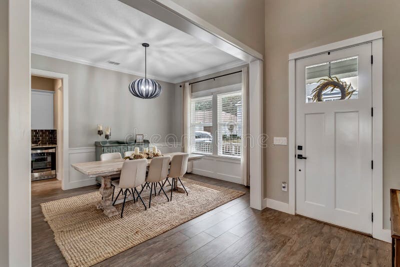 Foyer and dining room stock image. Image of lighting - 12174889