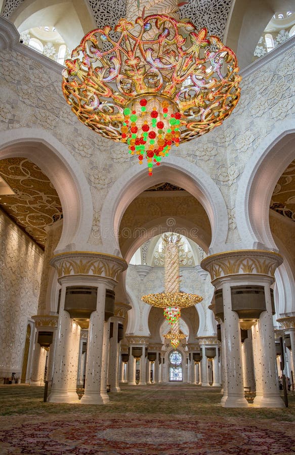 Inside Sheikh Zayed Mosque stock photo. Image of emirates - 110767348