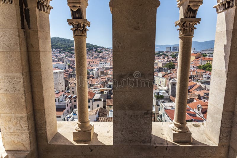 View from the Inside of a High Ancient Tower in the City of Split ...