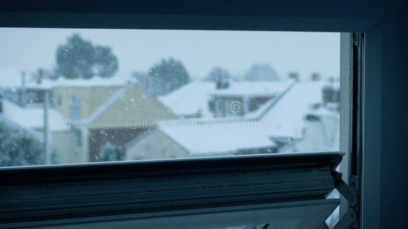 Looking Out of Window with Snow Falling Stock Footage - Video of cold ...