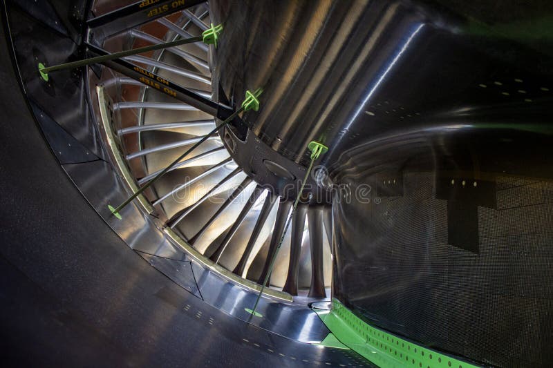 The View Inside of a Large Brand New Commercial Airplane Turbofan ...