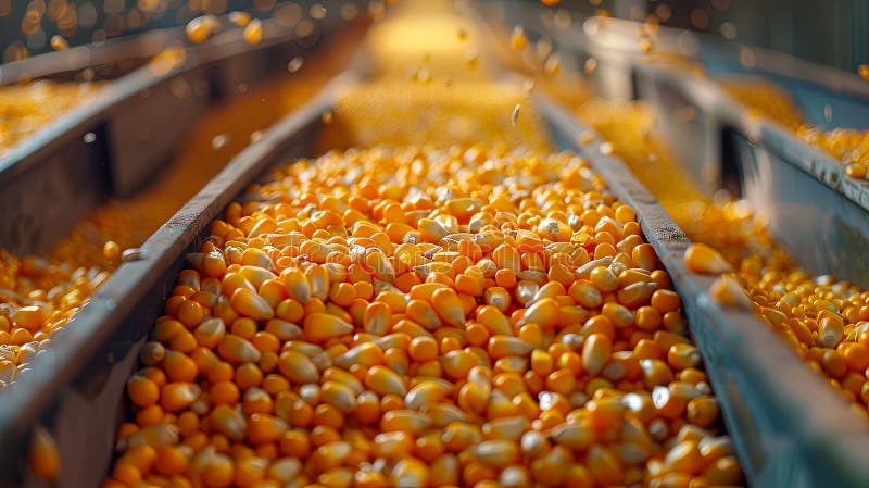 View Inside a Large Corn and Grain Storage Warehouse Stock Illustration ...