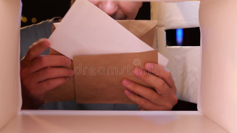 View from Inside the Mailbox, a Man Smiles and Takes Letters from the ...
