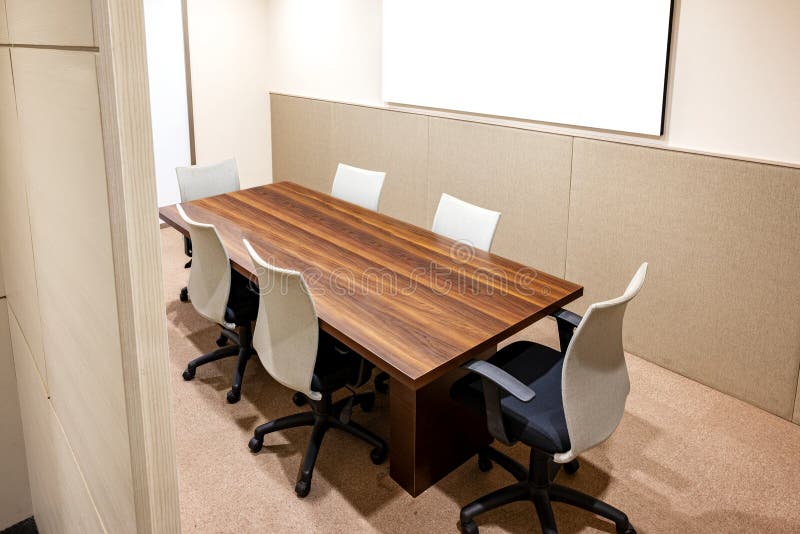 View of Inside Meeting Room with Table and Office Chairs Stock Image ...