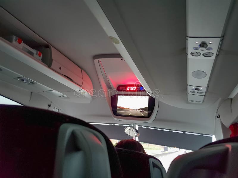 A View Inside the Bus from the Passenger Seat. Stock Image - Image of ...