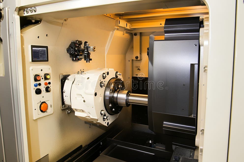 View Inside a Modern CNC Machine Showcasing Advanced Technology and ...
