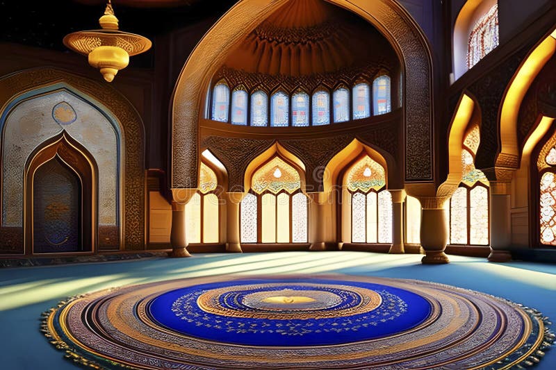 View of the Inside of a Mosque Stock Illustration - Illustration of ...