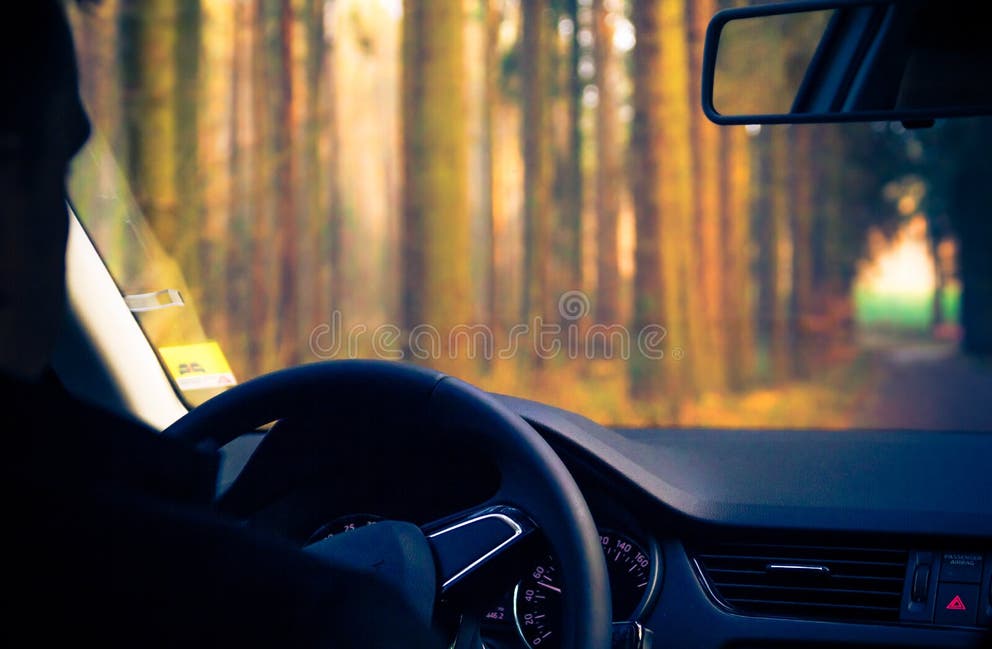 View Inside Moving Car Road Stock Image - Image of driving, automobile ...