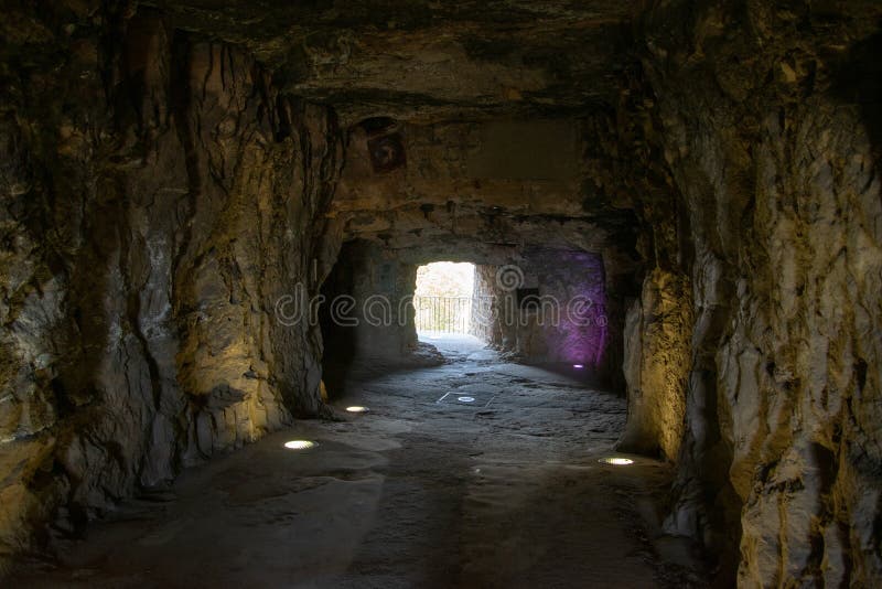 View Inside an Old Underground Tunnel Stock Image - Image of antique ...