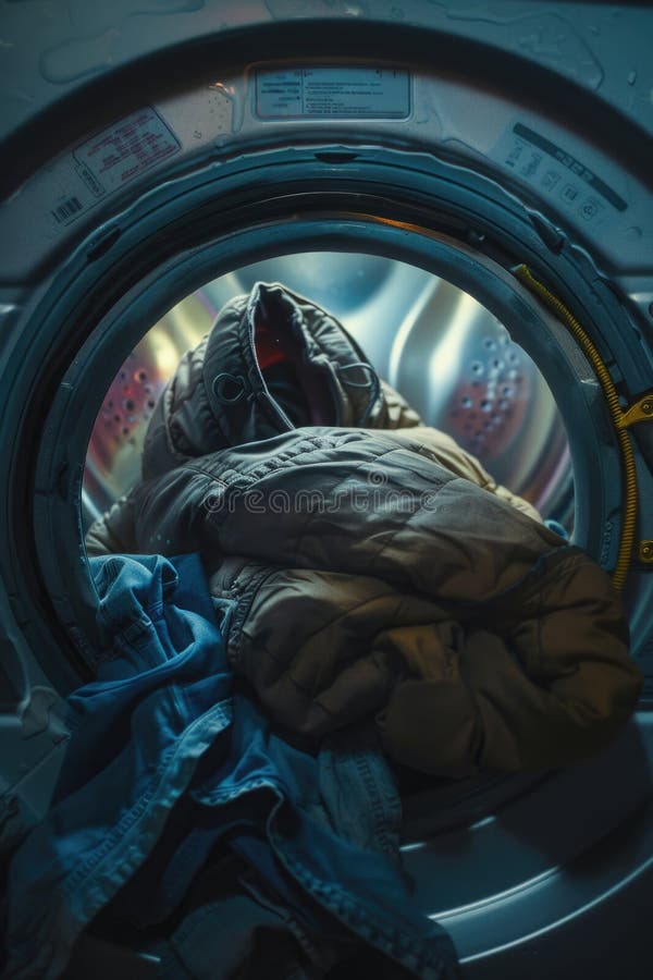 A View Inside an Open Washing Machine with Clothes. Ideal for Laundry ...