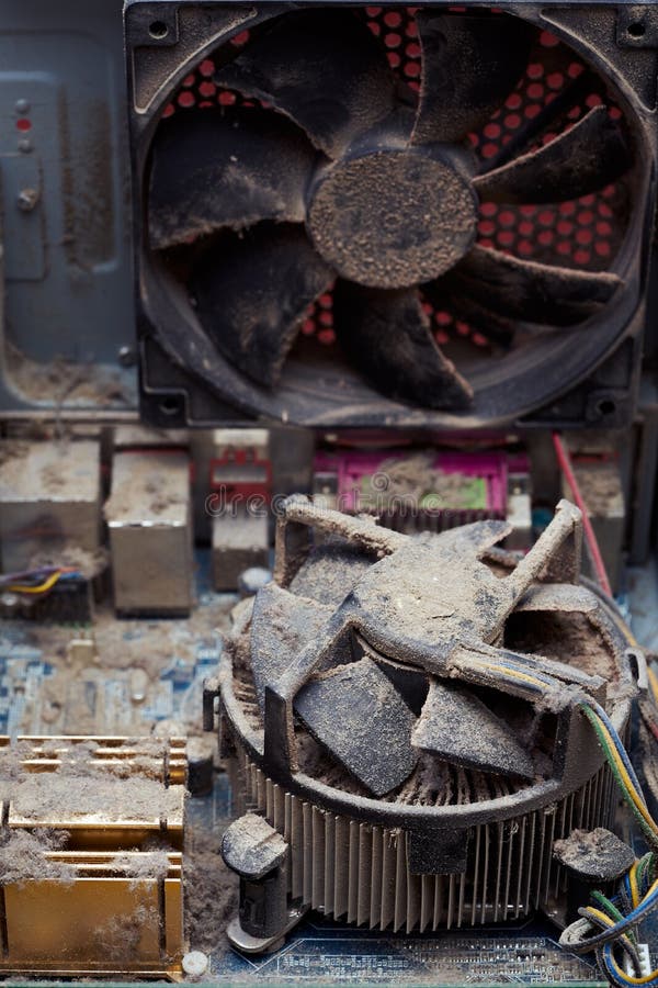 View Inside the Personal Computer. Lot of Dust on the Motherboard ...