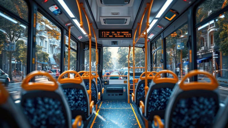 A View of the Inside of a Public Transit Bus Stock Photo - Image of ...