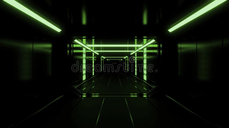 View Inside of Rectangular Shaped Underground Tunnel with Neon Lighting ...