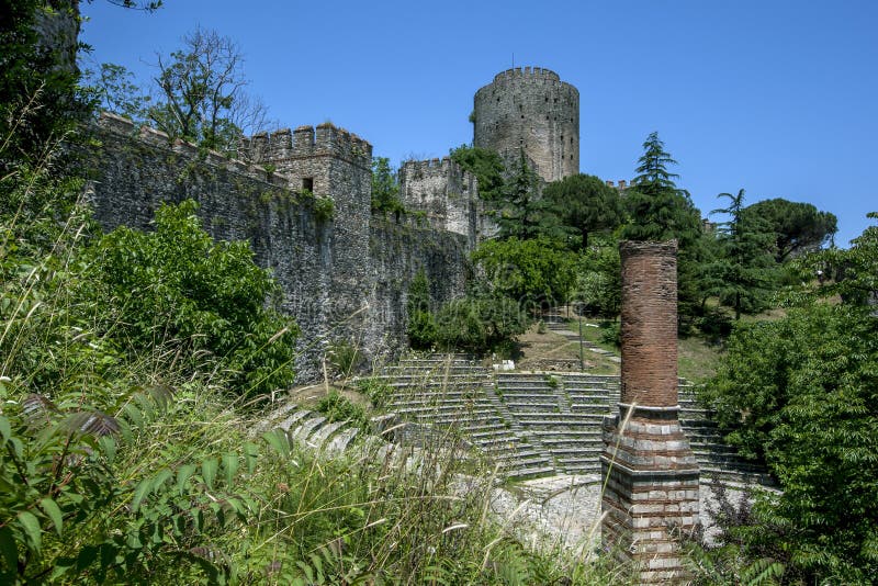 Rumeli fortress in Turkey. stock image. Image of trees - 166547617