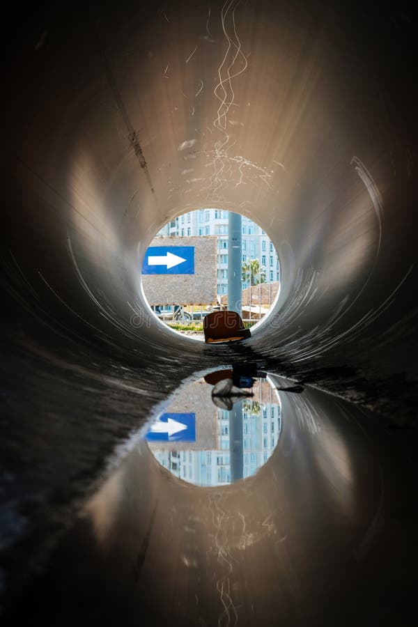 A View from the Inside of a Tube with Puddle Stock Photo - Image of ...