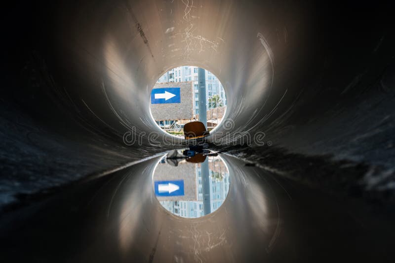 A View from the Inside of a Tube with Puddle Stock Photo - Image of ...