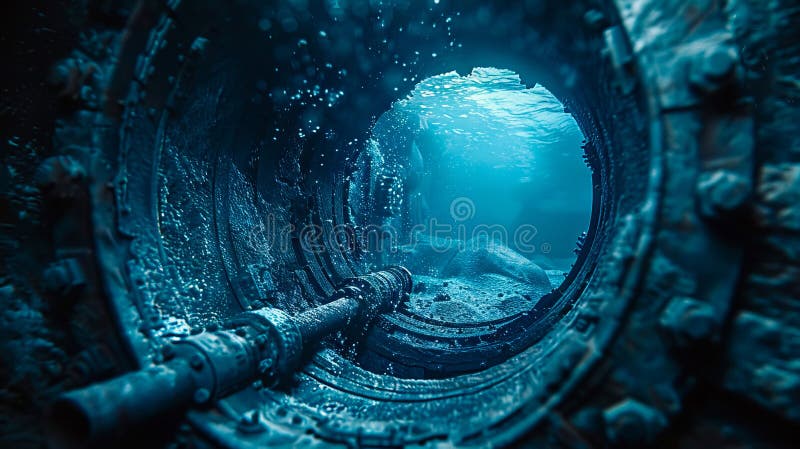A View of the Inside of a Ship S Engine Room from Inside a Pipe Stock ...