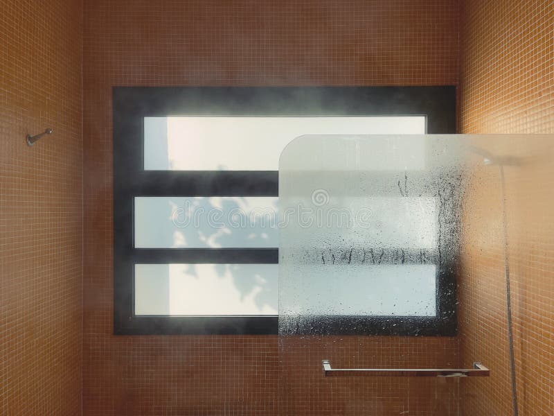 View Inside a Shower with a Horizontal Window Stock Photo - Image of ...