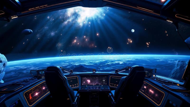 A View of the Inside of a Space Station from Inside a Spaceship Stock ...