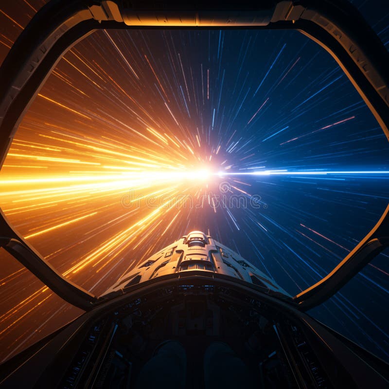 View from Inside a Spaceship Cockpit, Looking Out at a Dramatic Scene Stock Illustration ...