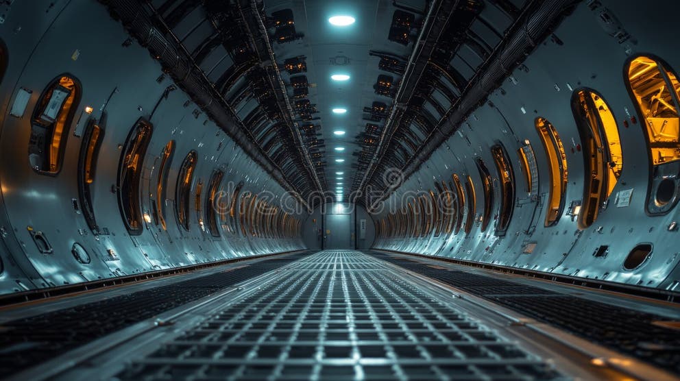 Interior of a Large Aircraft Fuselage Used for Aerospace Engineering ...