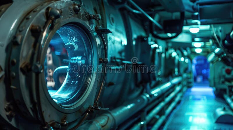 View of the Inside of a Submarine with Consoles and Equipment Stock ...