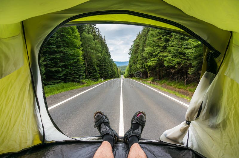 Tent and Off-road Car on Highland Plains Stock Image - Image of ...