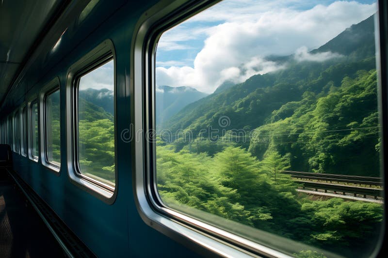 A View from Inside a Train Looking Out the Window.Window View from ...