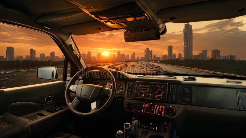 View from Inside the Truck Cab. Concept of Cargo Transportation and ...