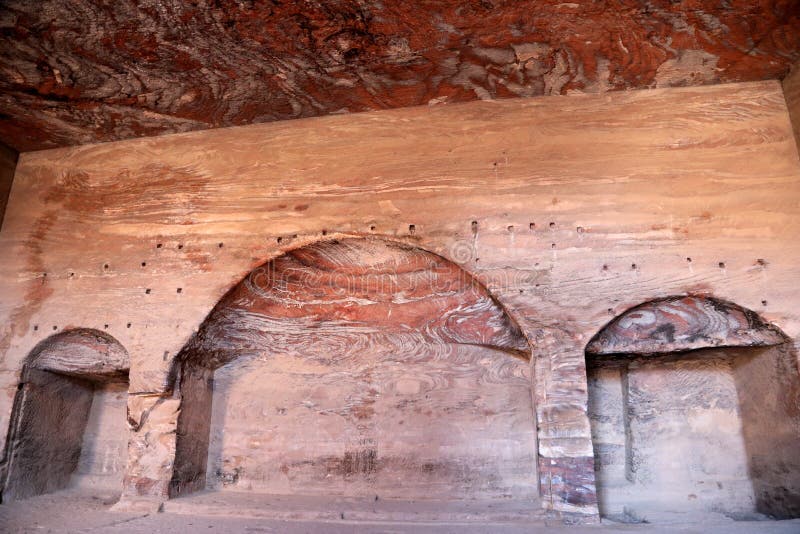 View of Inside of Urn Tomb Petra in the Mountains in Jordan Stock Image ...