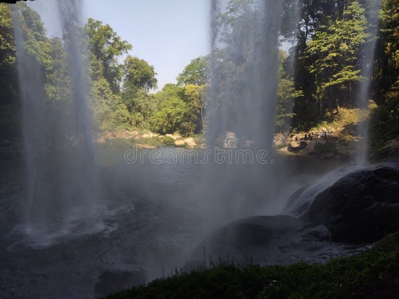 View from Inside the Waterfall. Stock Photo - Image of background, rays ...