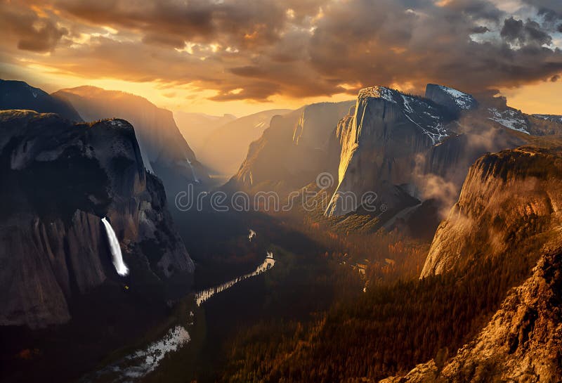 View of the Inspiration Point in the Yosemite Stock Illustration ...