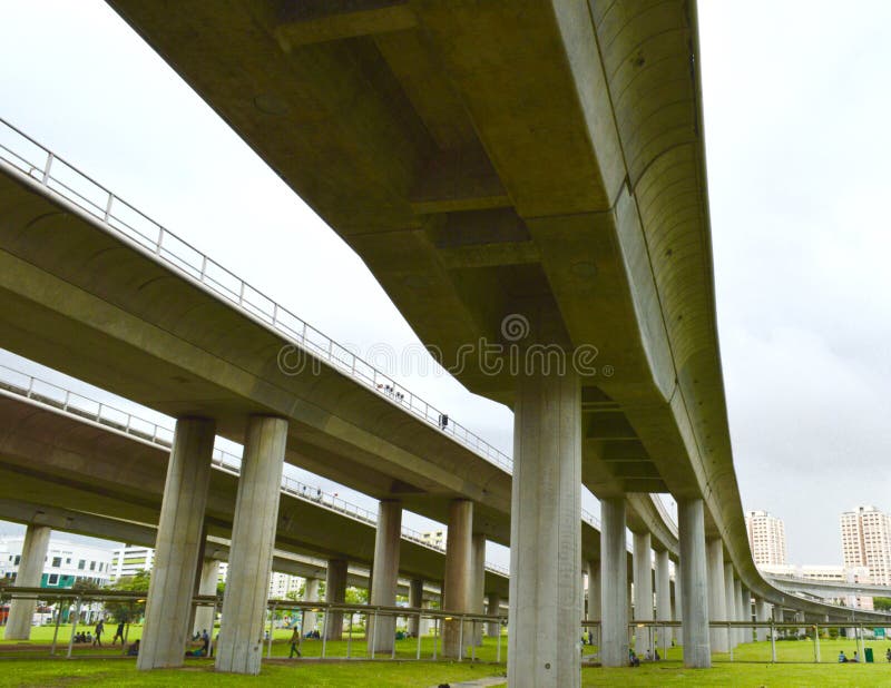 View of Interchange Train Overpass and Green Field in Singapore Stock ...