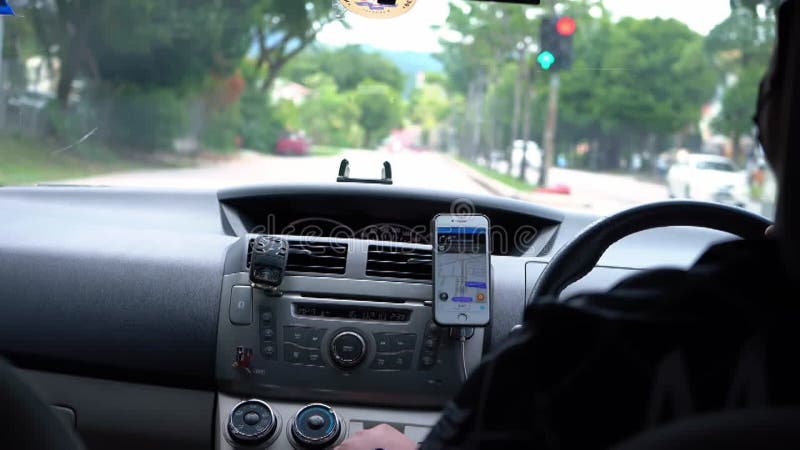 A View from the Interior of a Left-hand Drive Car Where the Driver is ...