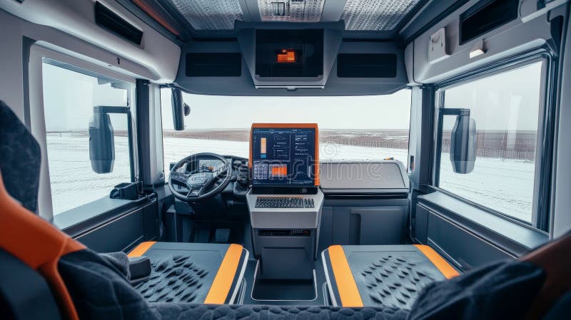 Modern Truck Cab Interior stock illustration. Illustration of glass ...