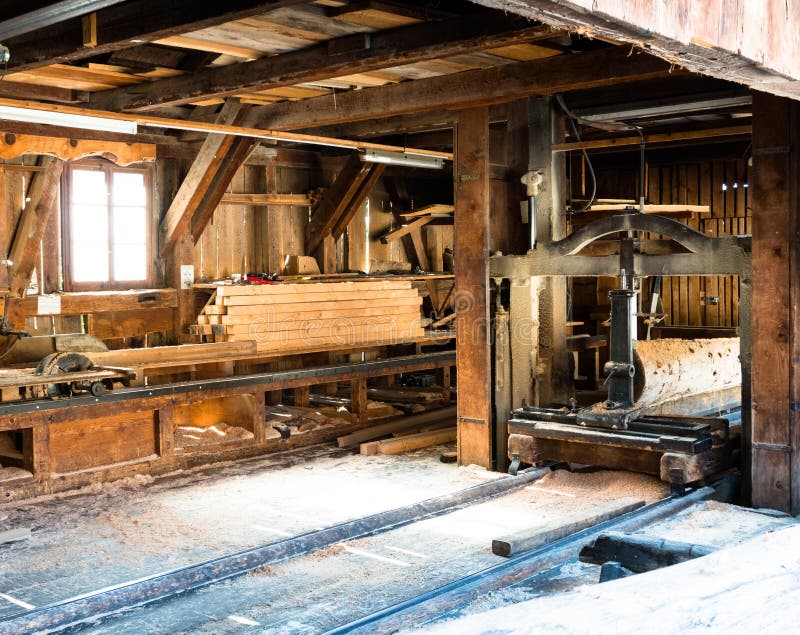 View of an Traditional Old Saw Mill with Old Machines and Tools Stock ...