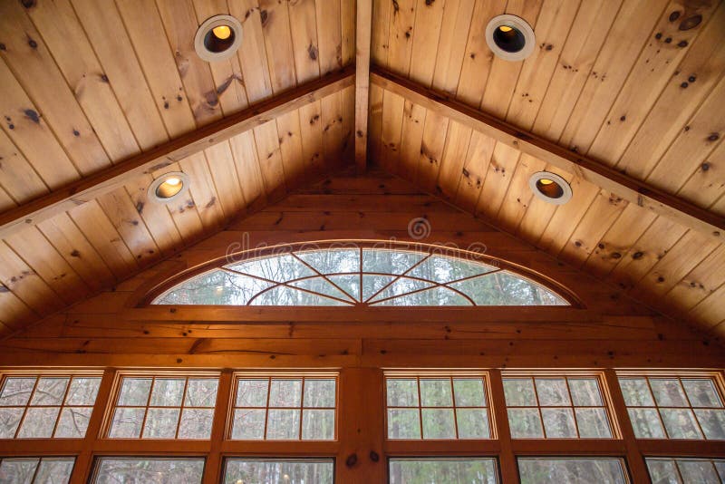 Interior Windows Inside a Beautiful Wood Cabin Stock Image - Image of ...