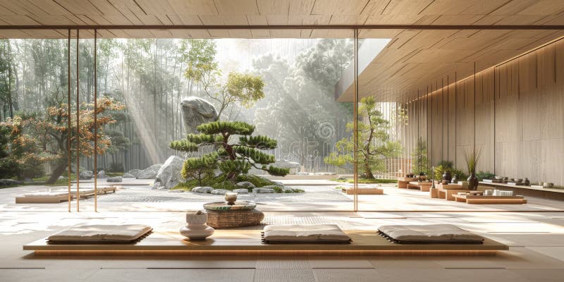 View from Interior with Zen Inspired Style Inside on Japanese Garden ...