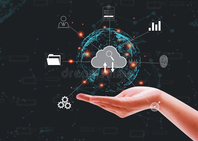 View of Internet Technology Access on Palm Stock Image - Image of data ...