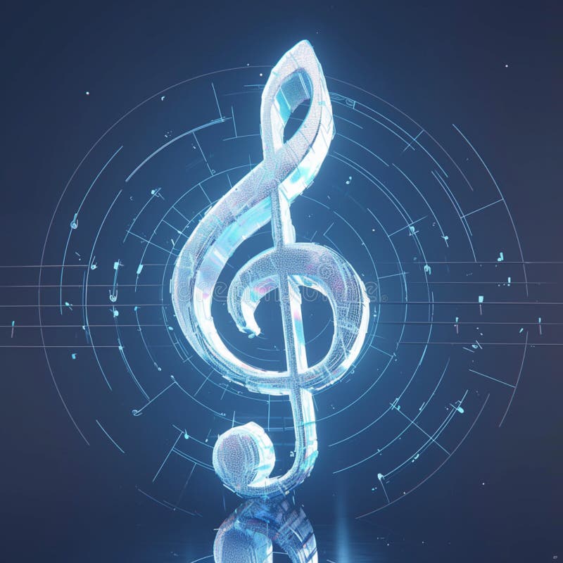 View Intriguing 3D Rendering Features Music Note with Blue Tech Design ...
