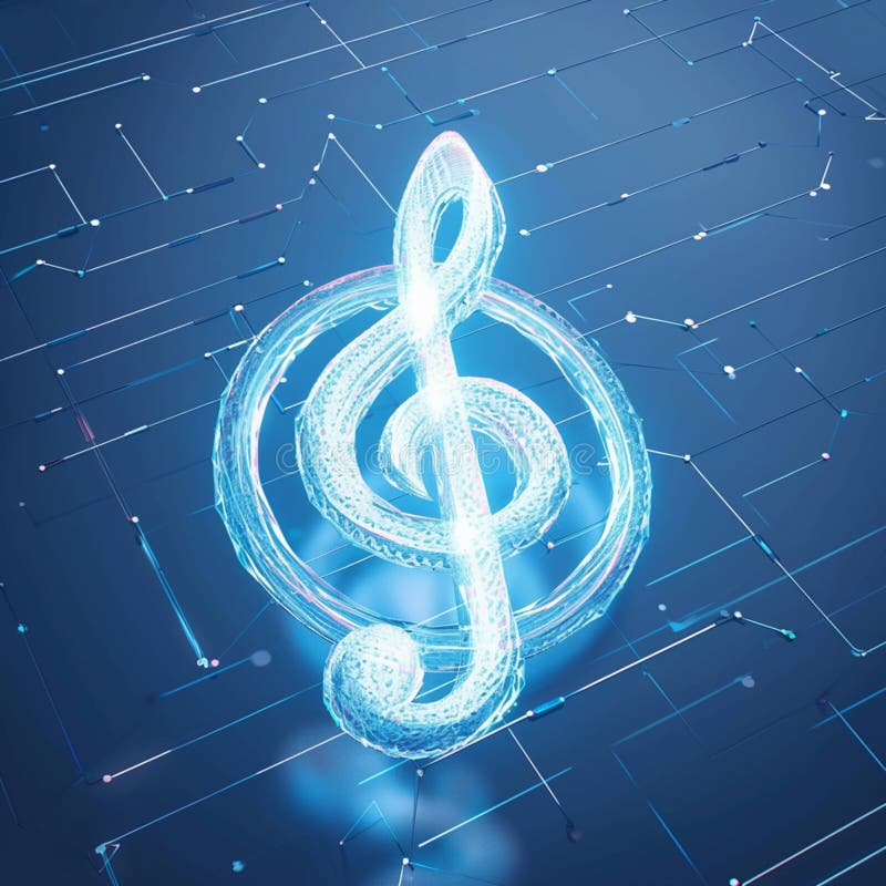 View Intriguing 3D Rendering Features Music Note with Blue Tech Design ...