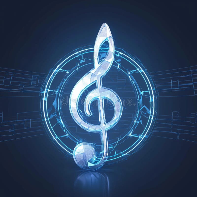 View Intriguing 3D Rendering Features Music Note with Blue Tech Design ...