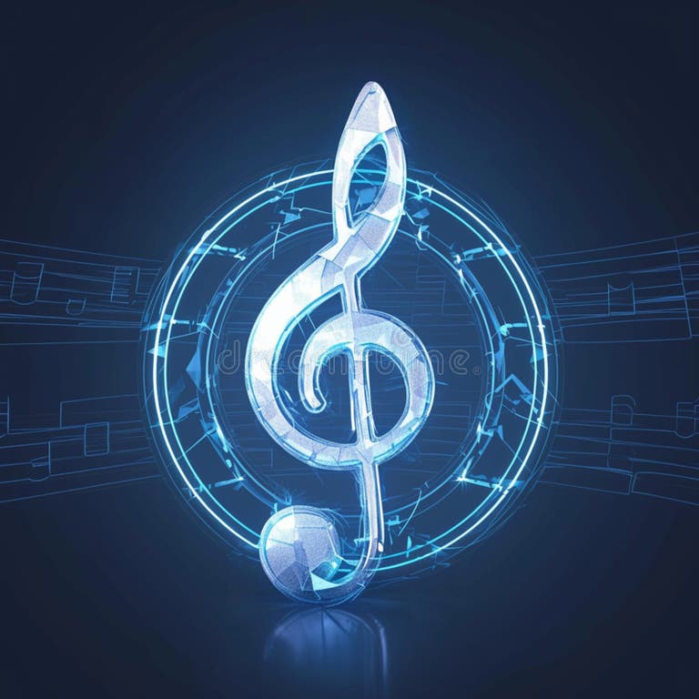 View Intriguing 3D Rendering Features Music Note with Blue Tech Design ...