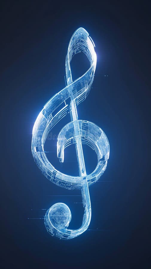 View Intriguing 3D Rendering Features Music Note with Blue Tech Design ...