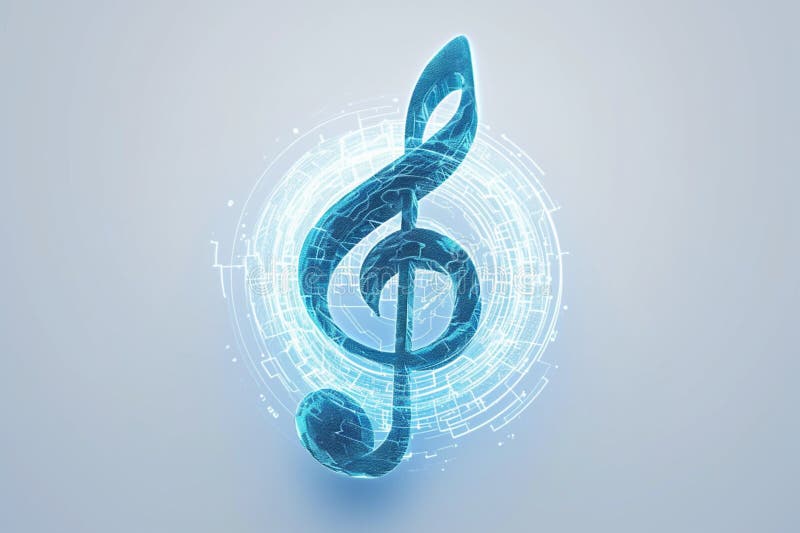 View Intriguing 3D Rendering Features Music Note with Blue Tech Design ...